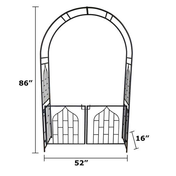 Garden Gateway Arch & Gate – Decorative Black Steel Garden Entrance ...