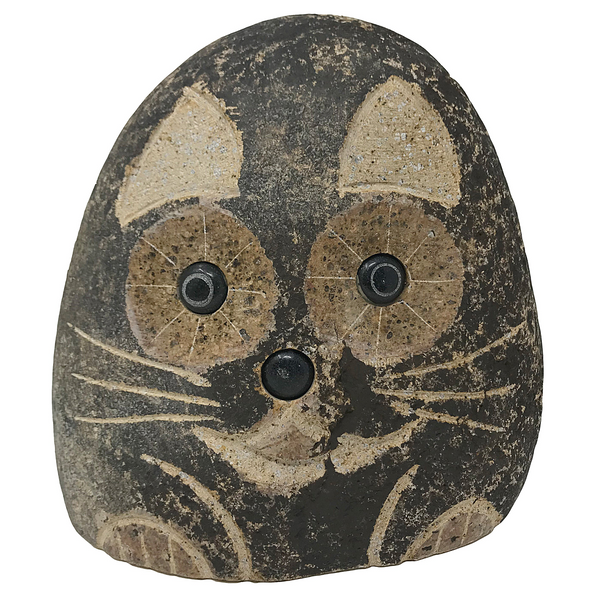 8"H Boulder Stone Cat | Backyard– Garden Your Way - Garden Your Way