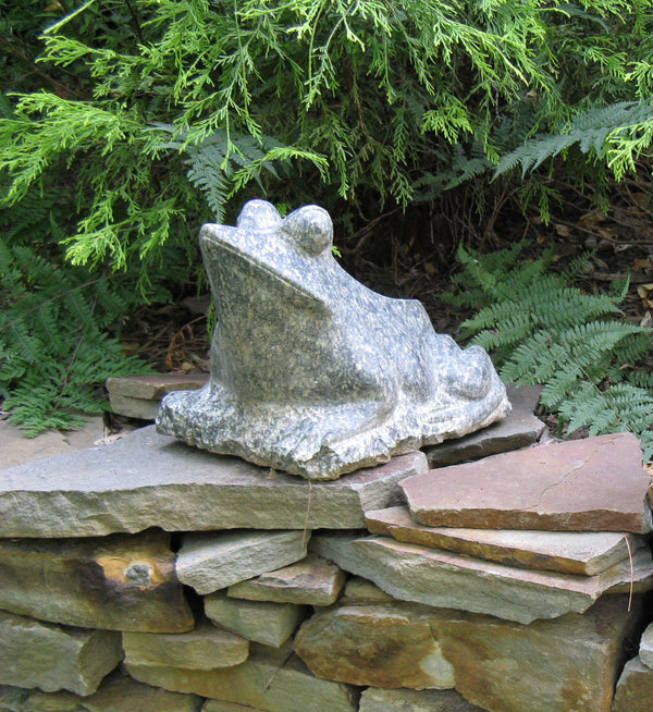 12" Green Granite Bullfrog for Garden Decor | Stylish Statue - Garden ...