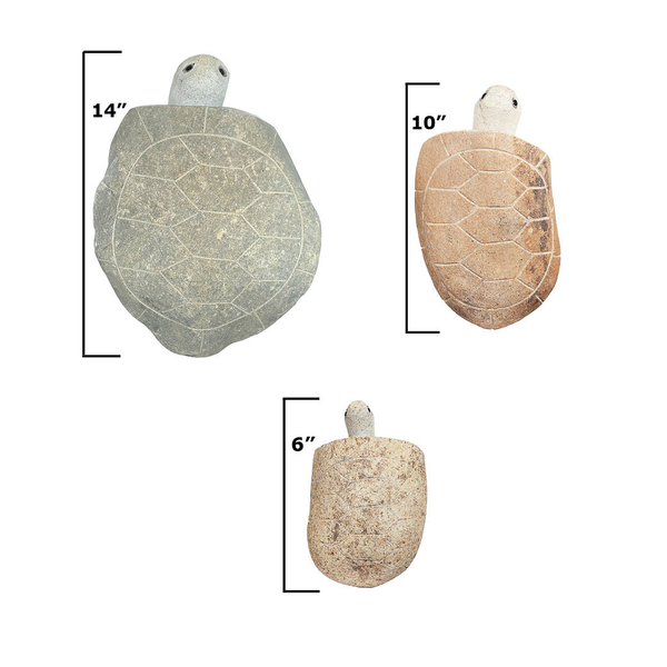 Boulder Stone Turtles-3 Pcs 6" 10" 14" | Backyard– Garden Your Way ...