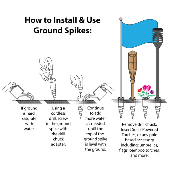 Ground Spike Anchor Kit – 4-Pack with Drill Chuck, Rust-Proof - Garden ...