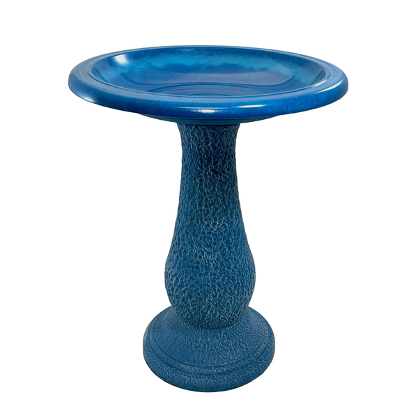 19" D x 24" H Fiber Clay Birdbath Azure Blue | Backyard & Birds ...