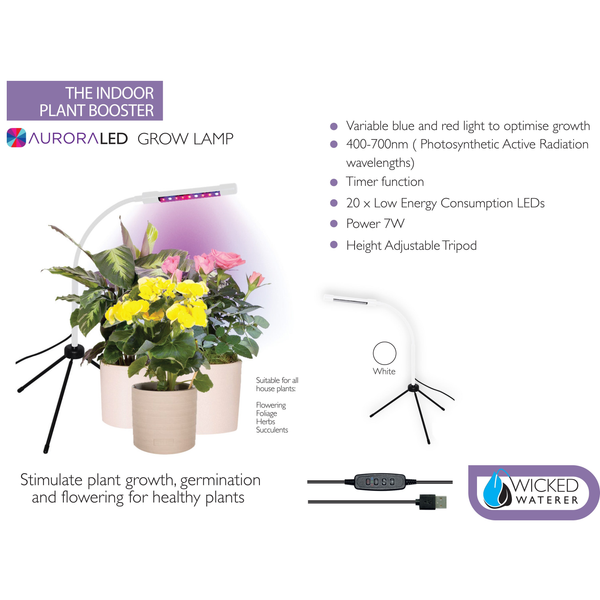 Plant Booster Grow Light w/Tripod base, Adjustable neck & Timer - Indo ...
