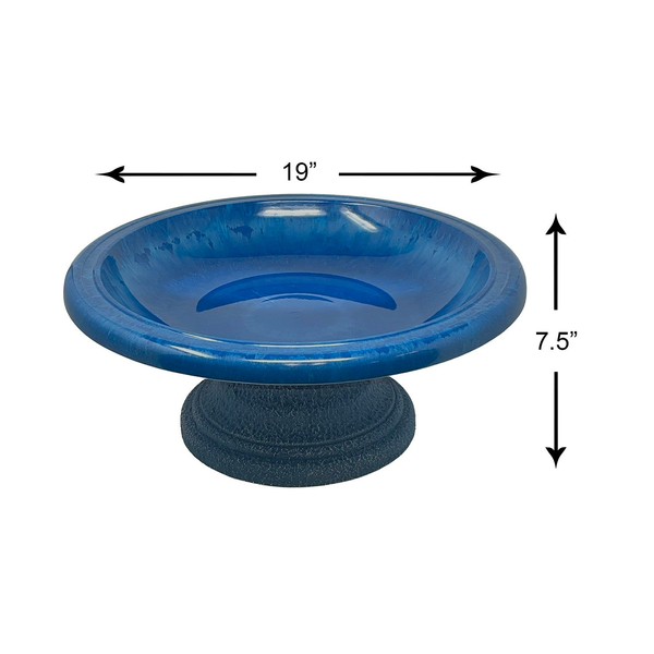 19" D x 7.5"H Fiber Clay Birdbath Azure Blue | Backyard & Birds ...