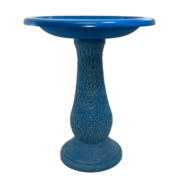 19" D x 24" H Fiber Clay Birdbath Azure Blue | Backyard & Birds ...